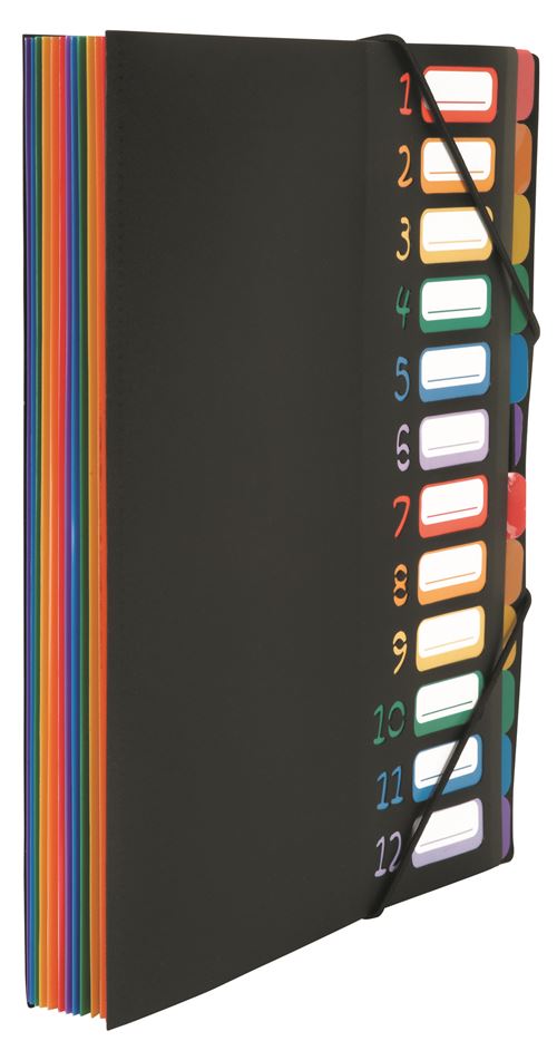 Trieur soufflet à 12 compartiments Viquel Rainbow Class Noir - Trieur ...