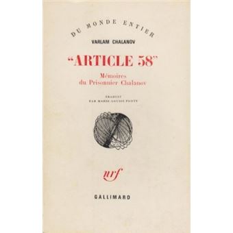 Article 58 Mémoires du prisonnier Chalamov - Varlam Tikhonovitch ...