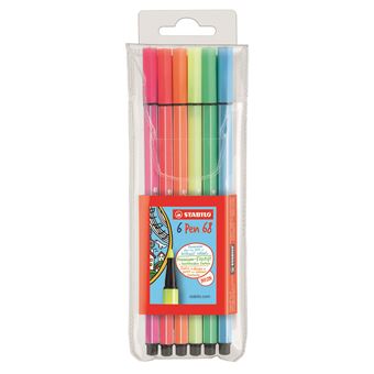 Pochette de 6 feutres Stabilo PEN 68 Fluo - Feutre - Achat & prix | fnac