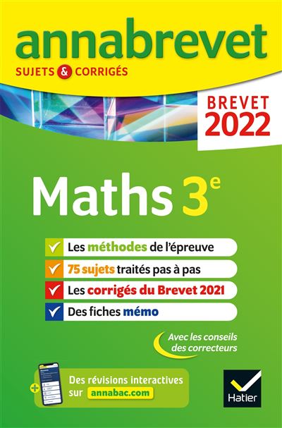 Annales du brevet Annabrevet 2022 Maths 3e - broché - Bernard ...