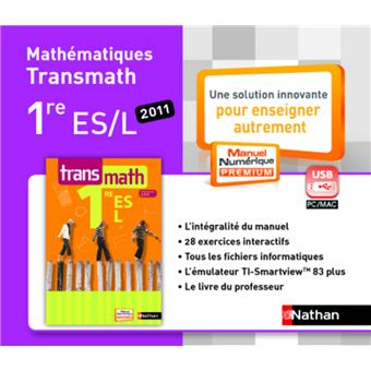 Transmath 1re ES-L - manuel numérique enrichi - clé USB - tarif non ...