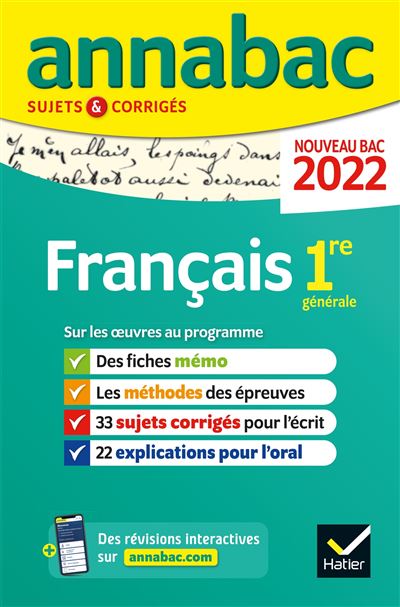 Annales du bac Annabac 2022 Français 1re générale - broché - Hélène ...