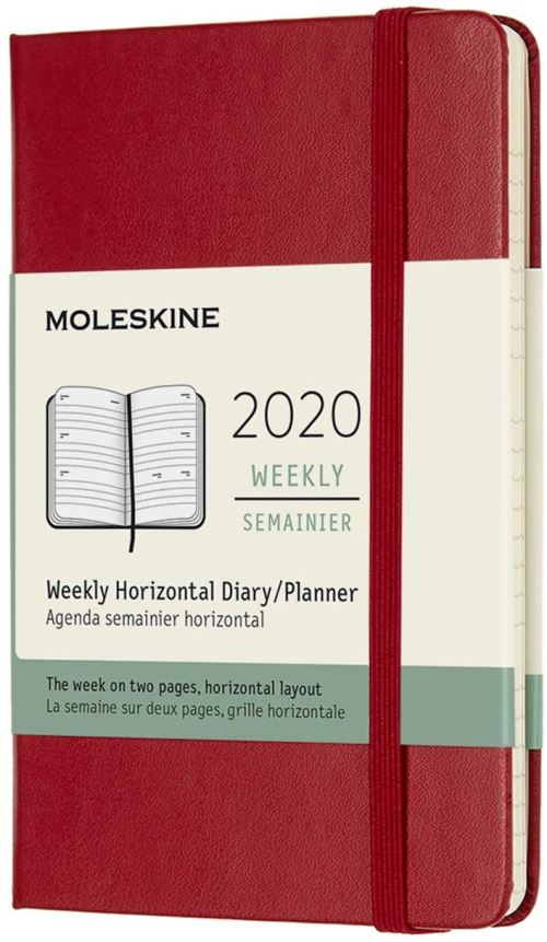 Agenda 2020 Semainier Horizontal Poche Rouge Rigide - Agenda civil ...
