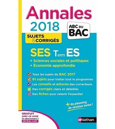 Annales BAC Sciences Economiques et Sociales-Terminale ES-Spécialit ...