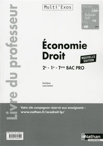 Economie Droit - 2ème/1ère/Term Bac pro (Multi'exos) Professeur - 2017 Livre du professeur ...