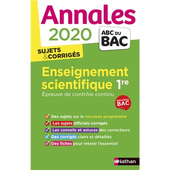 Annales BAC 2020 Enseignement Scientifique 1re - Epreuve de contrôle ...