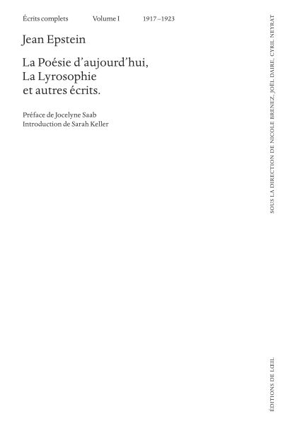 Jean Epstein Ecrits complets Tome 1 - relié - Jean Epstein - Achat ...