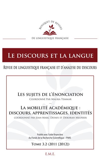 Les sujets de l'énonciation La mobilité académique : discours ...