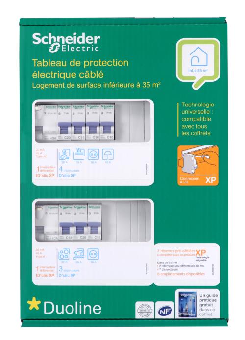 Tableau de protection électrique câblé Schneider Electric 2 Rangée 7 ...