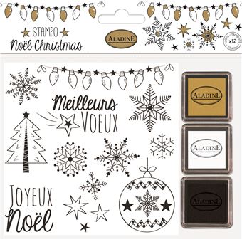 Kit créatif tampons et encreurs Stampo Aladin Noël Flocons - Tampons ...