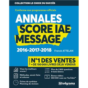 Score IAE message 3 ans d'annales corrigées Entraînement intensif sur ...