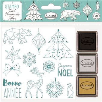 Kit créatif tampons et encreurs Stampo Aladin Noël Origami - Tampons ...