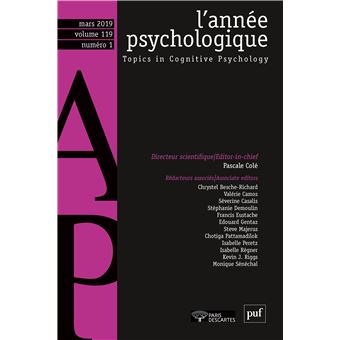 L'Année psychologique 2019-1 Année 2019 Tome 1 - broché - Collectif ...