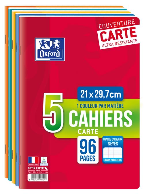Lot de 5 cahiers Seyès Oxford A4 Modèle aléatoire - Cahier Grand Format ...