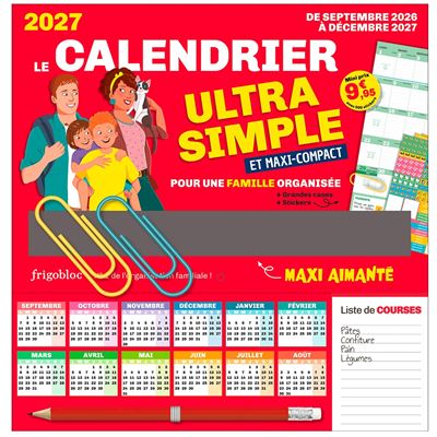Frigobloc Le mini calendrier Ultra Simple pour une famille organisée ...