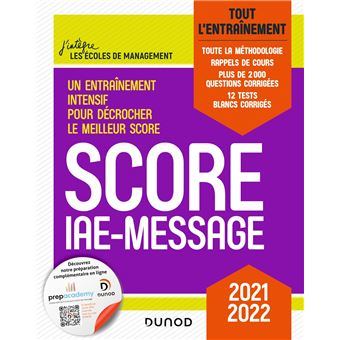 Score IAE-Message - Tout l'entraînement - 2021-2022 - broché - Marie-Virginie Speller, Sophie ...