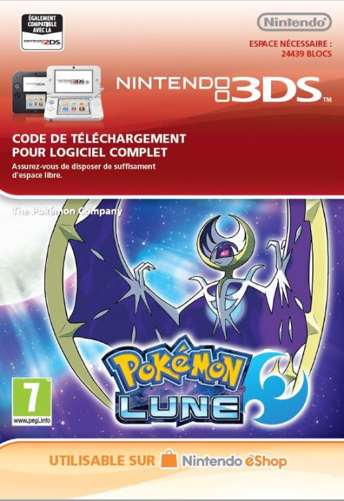 Code de téléchargement Pokémon Lune Nintendo 3DS, Code de ...