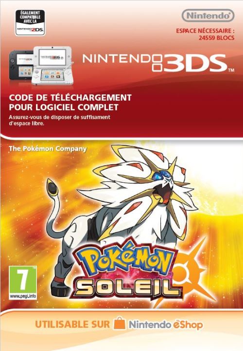 Code de téléchargement Pokémon Soleil Nintendo 3DS, Code de ...