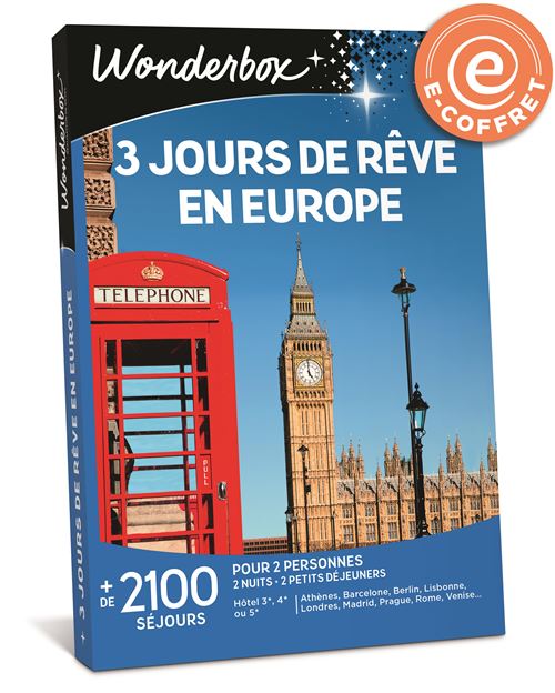 E-coffret Wonderbox 3 Jours de Rêve en Europe, Top Prix | fnac