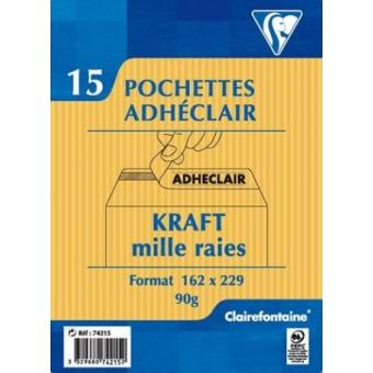 15 pochettes autoadhésives Clairefontaine 162 x 229 mm Kraft mille ...
