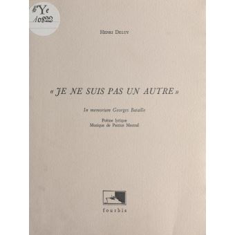 Je ne suis pas un autre - broché - Henri Deluy - Achat Livre ou ebook ...