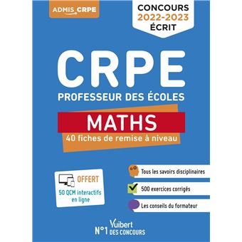 CRPE - Concours Professeur des écoles - Maths - 40 fiches de remise à ...