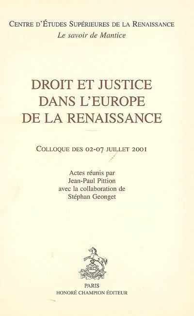 Droit et justice dans l'Europe de la Renaissance - broché - Jean-Paul ...