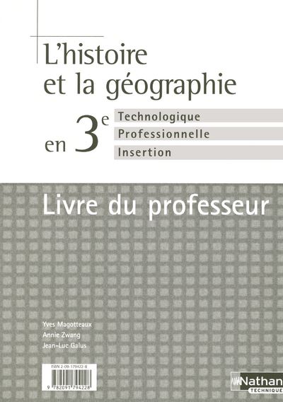 Histoire geographie 3e techno pro insertion professeur 2004 - broché ...