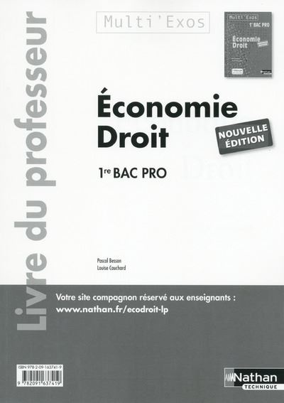Economie - Droit 1re Bac Pro Multi'Exos Livre du professeur Livre du professeur, Edition 2015 ...