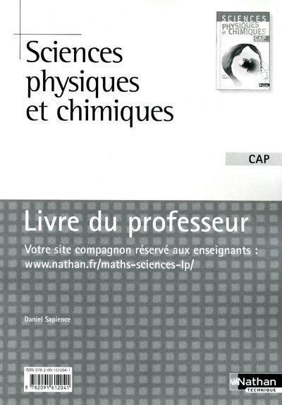 Sciences physiques et chimiques CAP Livre du professeur Livre du professeur - Edition 2010 ...