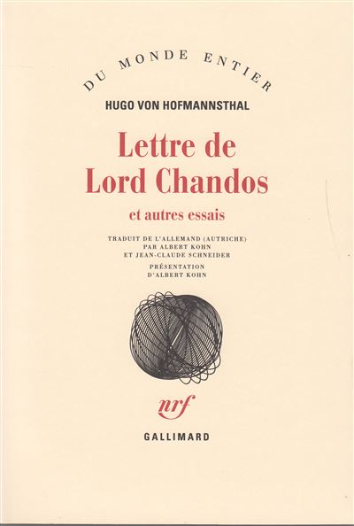 Lettre de Lord Chandos et autres essais - Hugo Von Hofmannsthal, Albert ...