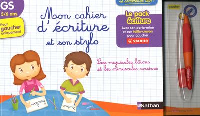 Mon Cahier Ecriture Gs Pour Gaucher Et Son Stylo Gaucher - Cartonné 