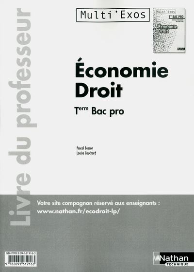 Économie - Droit Term Bac Pro-Livre du professeur Multi'Exos Livre du professeur Livre du ...
