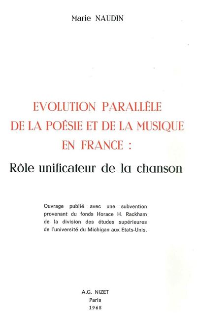 Évolution parallèle de la poésie et de la musique en France Rôle ...