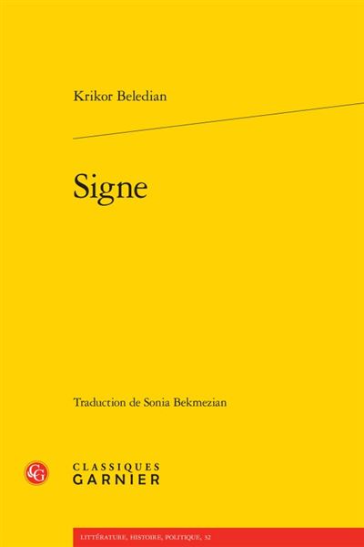 Signe - broché - Krikor Beledian, Sonia Bekmezian, Catherine Coquio ...