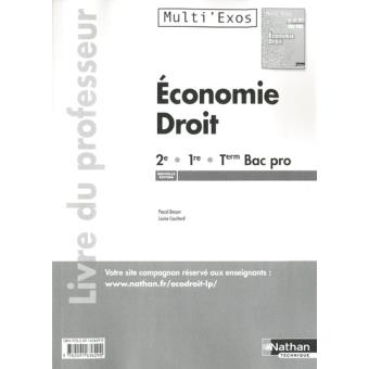 Economie droit 2e/1ere/term bac pro (multi'exos) pochette - livre du professeur 2014 Livre du ...