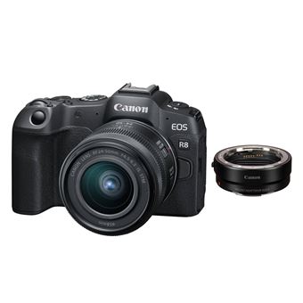 Canon EOS R8 with RF 24-50mm f4.5-6.3 IS STM+EF-EOS R Mount Adapter ...