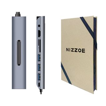 Adaptador Hub 9 em 1 Nizzoe Type C para HDMI VGA USB3.0 SD TF 3.5mm - Hubs - Compra na Fnac.pt