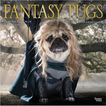 Fantasy Pugs OFFICIAL | 2026 12 x 24 Inch (Hanging) Monthly Square Wall ...
