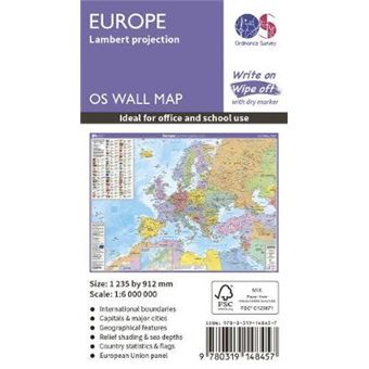Map Of Europe Poster Laminated Ordnance Survey Wall Map Education ...