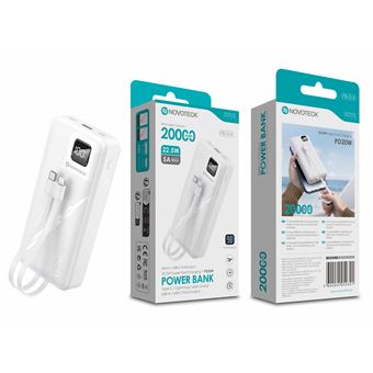 Power Bank Novoteck PB-014 com Cabo Integrado | 20000mAh | Carregamento ...