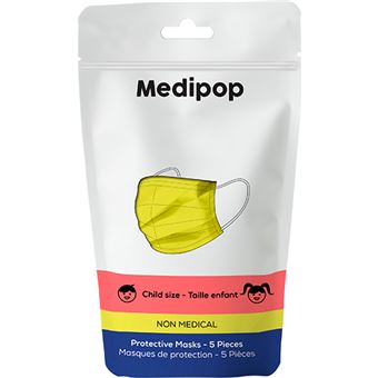Máscara Descartável Medipop para Criança - 5 uni - Amarelo - Acessórios ...