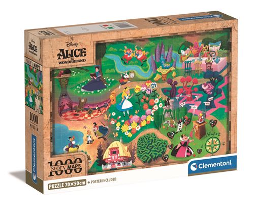 Puzzle Story Maps Disney Alice In Wonderland 1000 Peças Clementoni