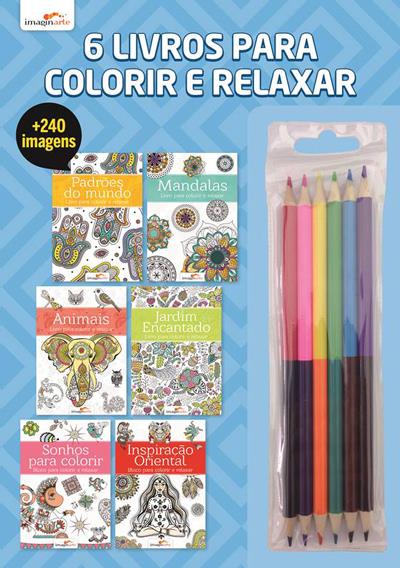 Pack 6 Livros Para Colorir e Relaxar com Lápis de Cor - Cartonado ...