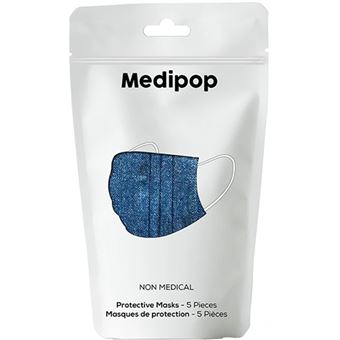 Máscara Descartável Medipop - 5 uni - Denim - Acessórios Foto Digital ...