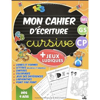 Mon cahier d'écriture cursive Livre d'activités, d'écriture et de jeux ...
