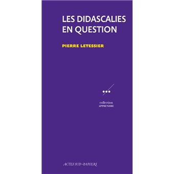 Les didascalies en question - broché - Pierre Letessier - Achat Livre ...