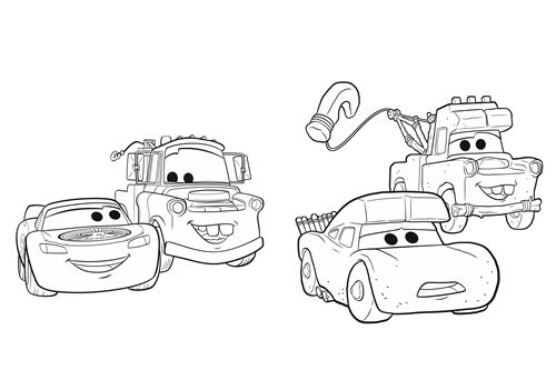 Coloriages De Mater Et Flash Mcqueen Disney Coloriages Mystères Les