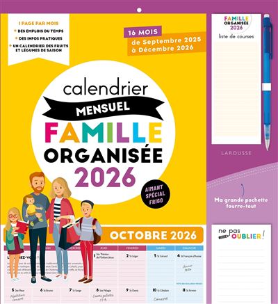 Calendrier mensuel Famille organisée 2026 - broché - Collectif, Livre tous les livres à la Fnac