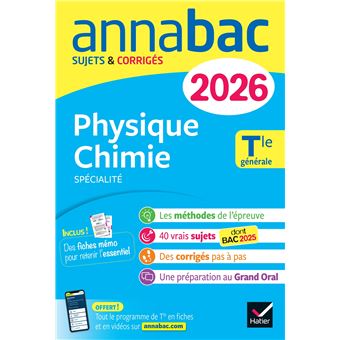 Annales du bac 2026 - Annabac Physique-Chimie Tle générale (spécialité ...